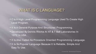Introdcution to C Language | PPT