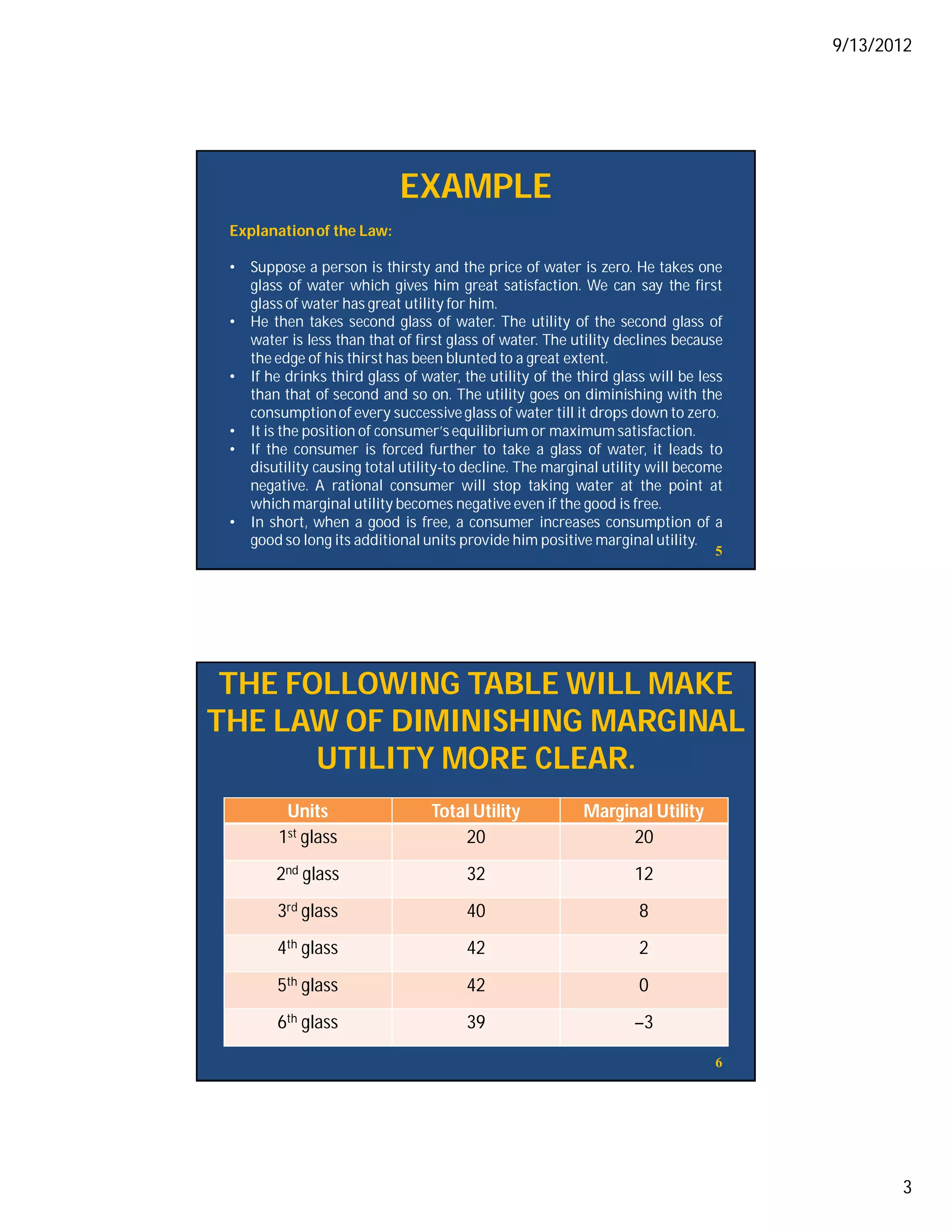 Law of Diminishing Marginal Utility | PDF
