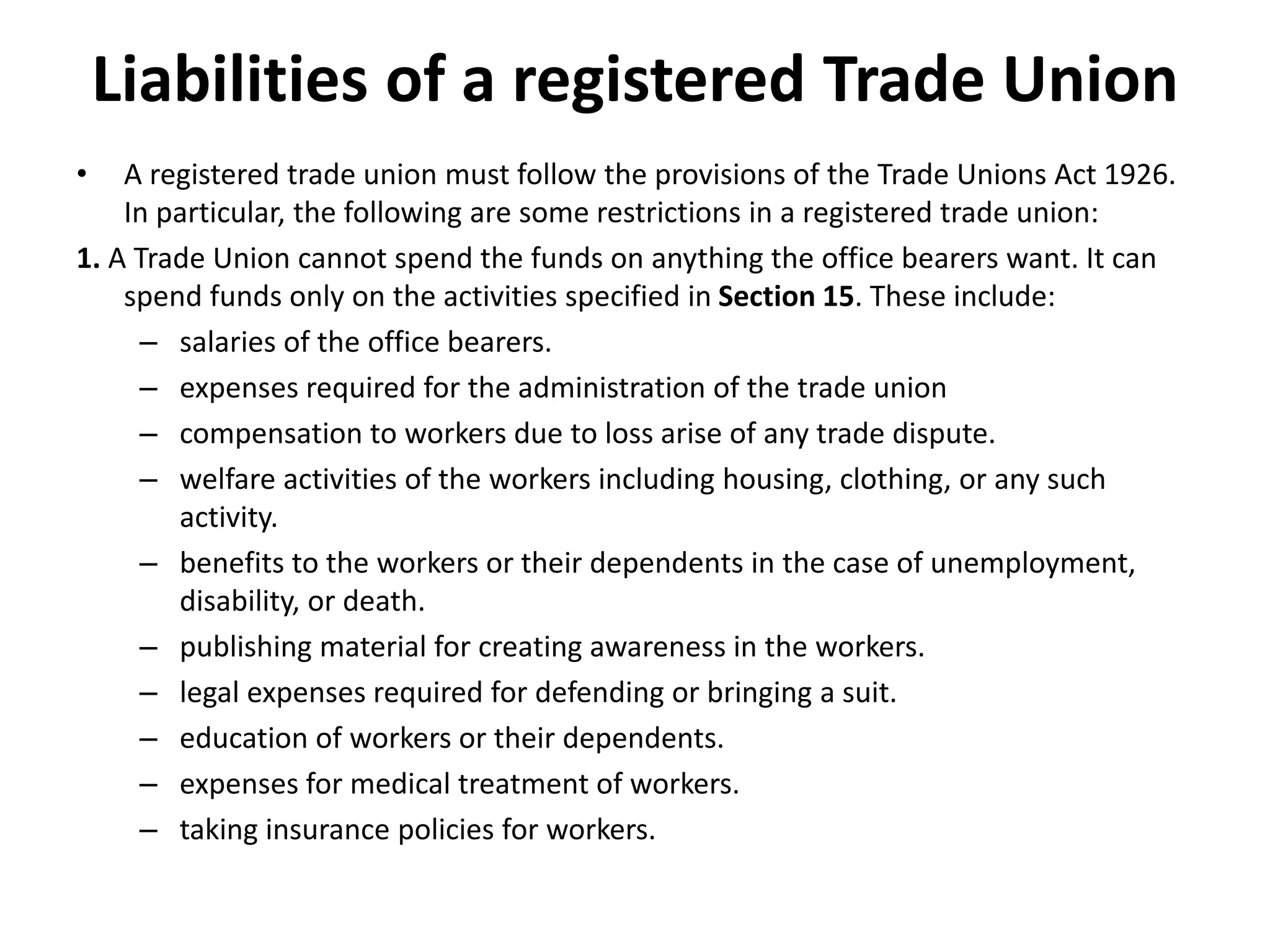Complete Notes on The Trade Union Act, 1926 | PPTX
