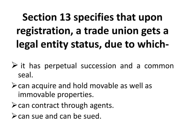 Complete Notes on The Trade Union Act, 1926 | PPTX | Law