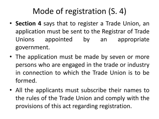 Complete Notes on The Trade Union Act, 1926 | PPTX | Law