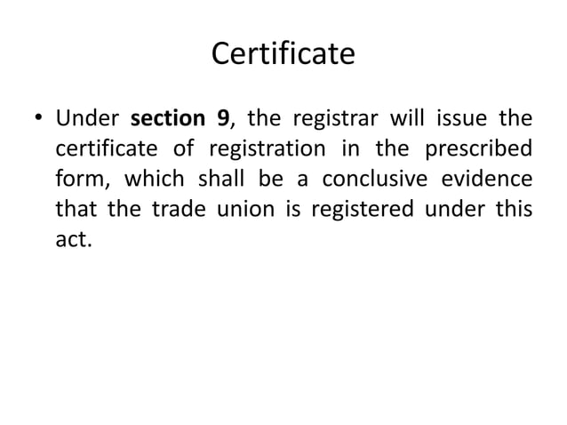 Complete Notes on The Trade Union Act, 1926 | PPTX | Law