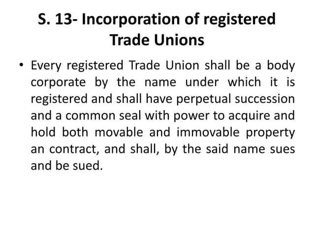 Complete Notes on The Trade Union Act, 1926 | PPTX | Law