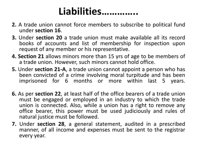 Complete Notes on The Trade Union Act, 1926 | PPTX | Law