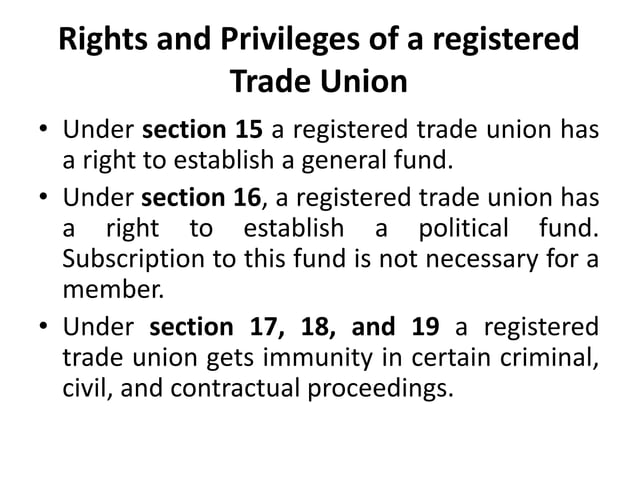 Complete Notes on The Trade Union Act, 1926 | PPTX | Law