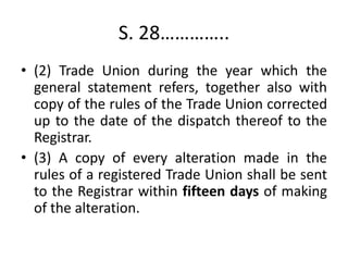 Complete Notes on The Trade Union Act, 1926 | PPTX