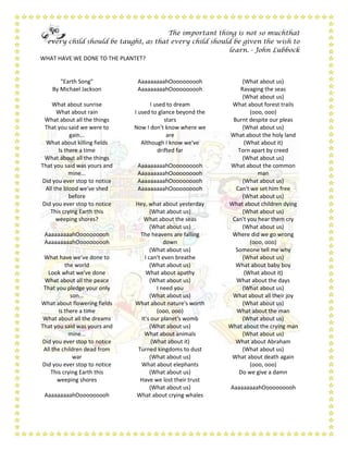 1st lesson plan 11-10°° what have we done to the world? | PDF