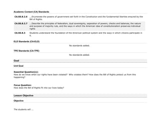 Lesson Plan: Bill of Rights | PDF