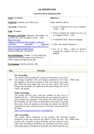 1st lesson plan numbers | DOCX