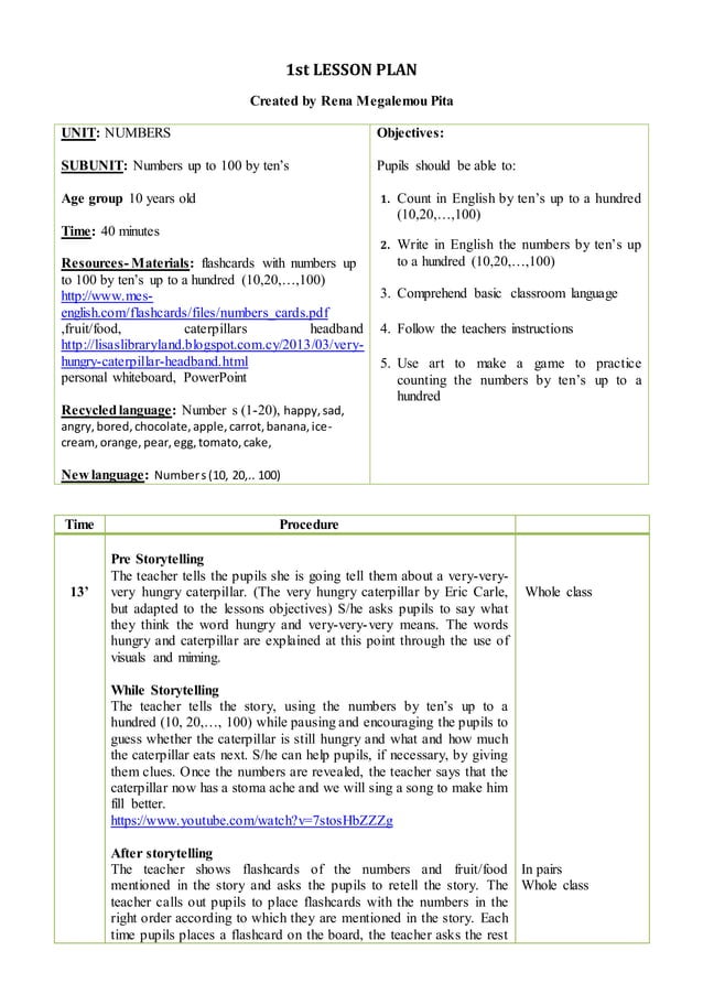 1st lesson plan numbers | DOCX | Education