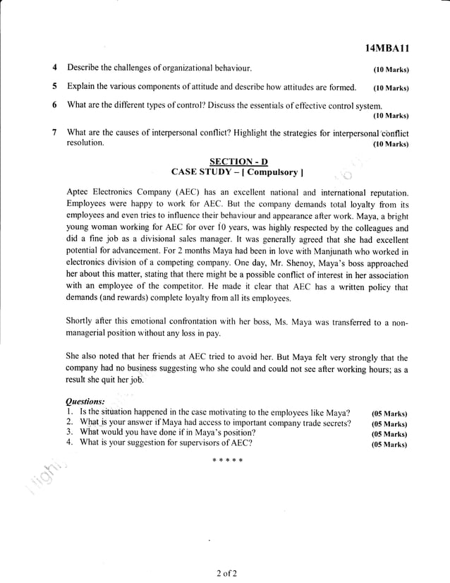 1st Semester MBA (Jun-2016) Question Papers | PDF