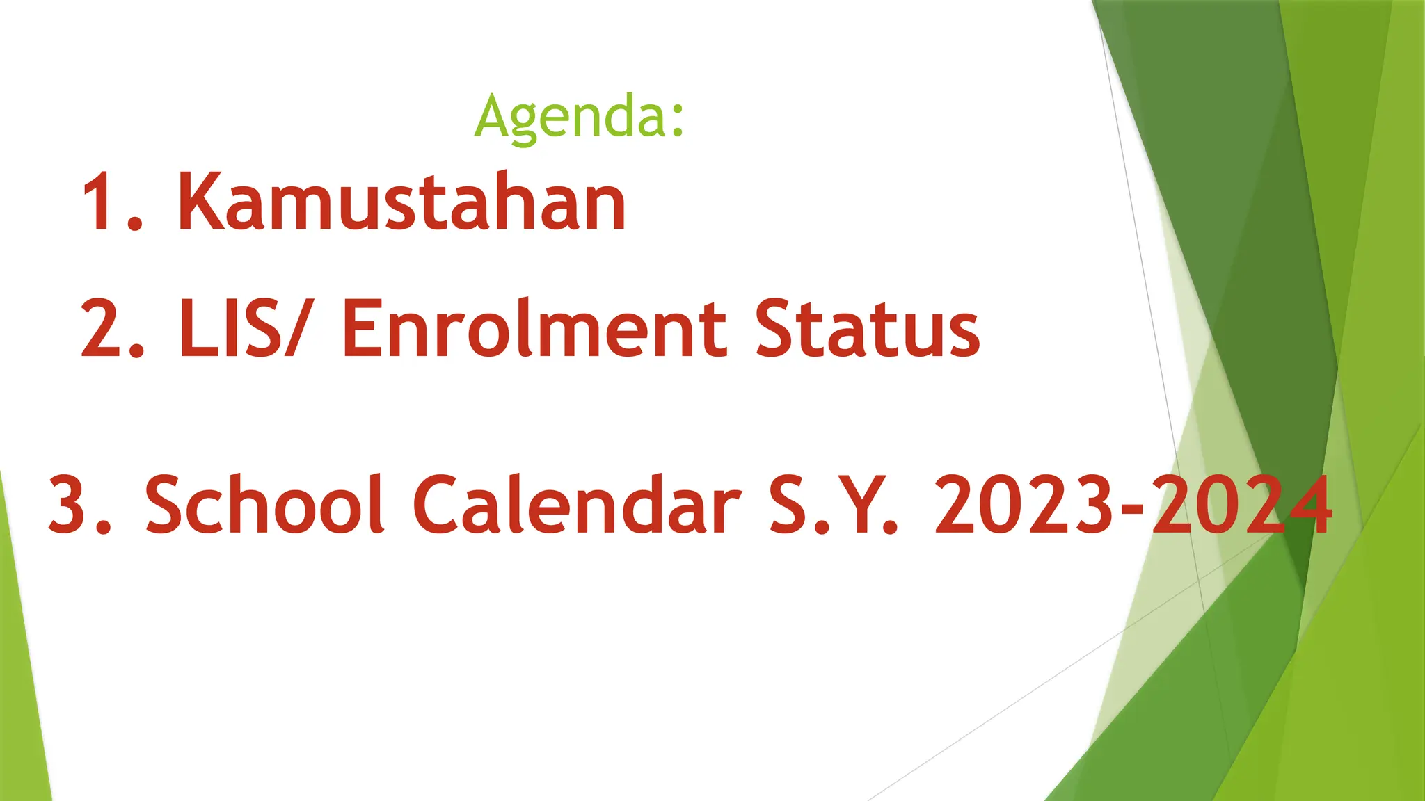 1st Meeting Agenda for Opening of Classes | PPTX