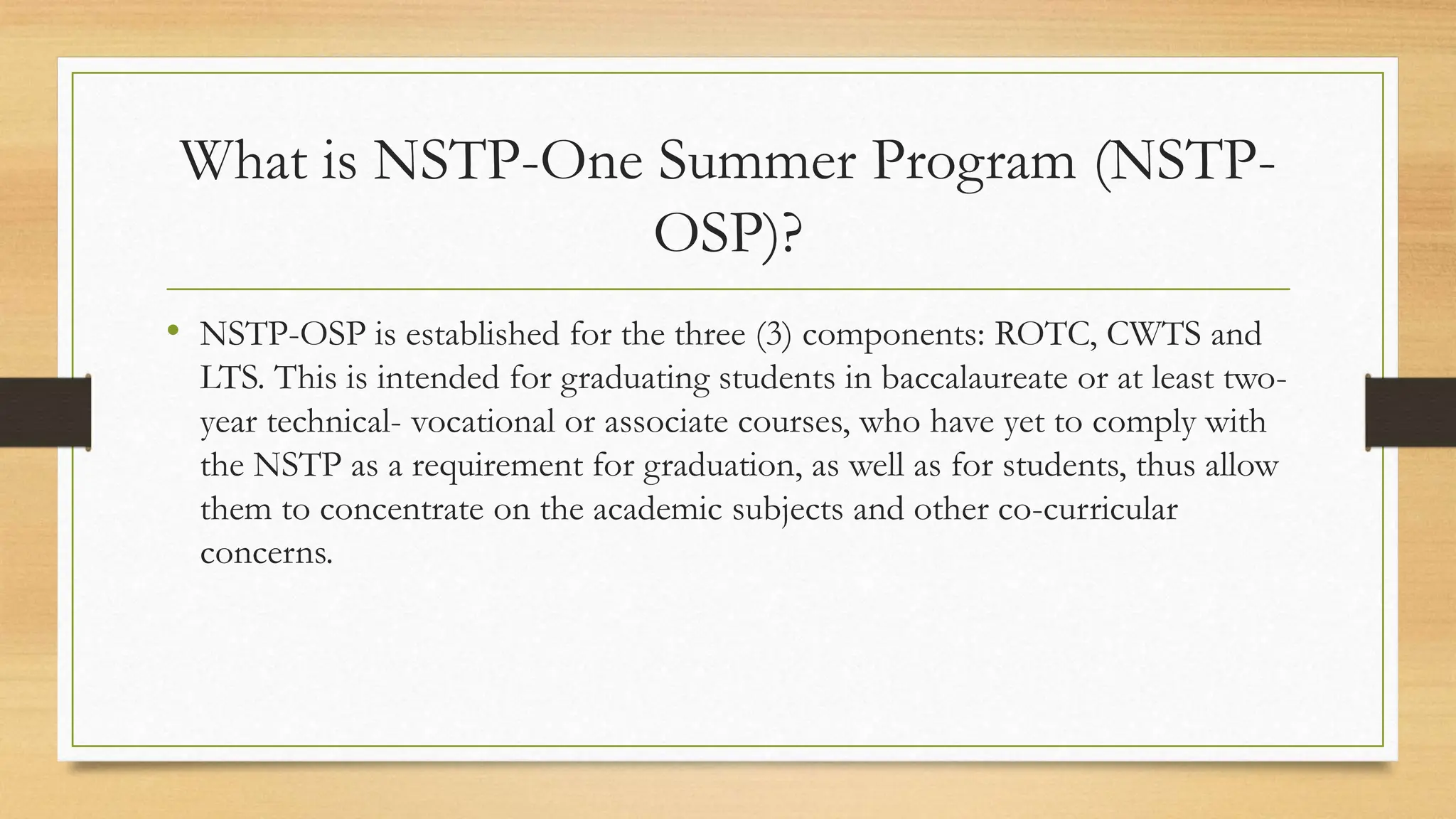 National Service Training Program- NSTP. | PPTX