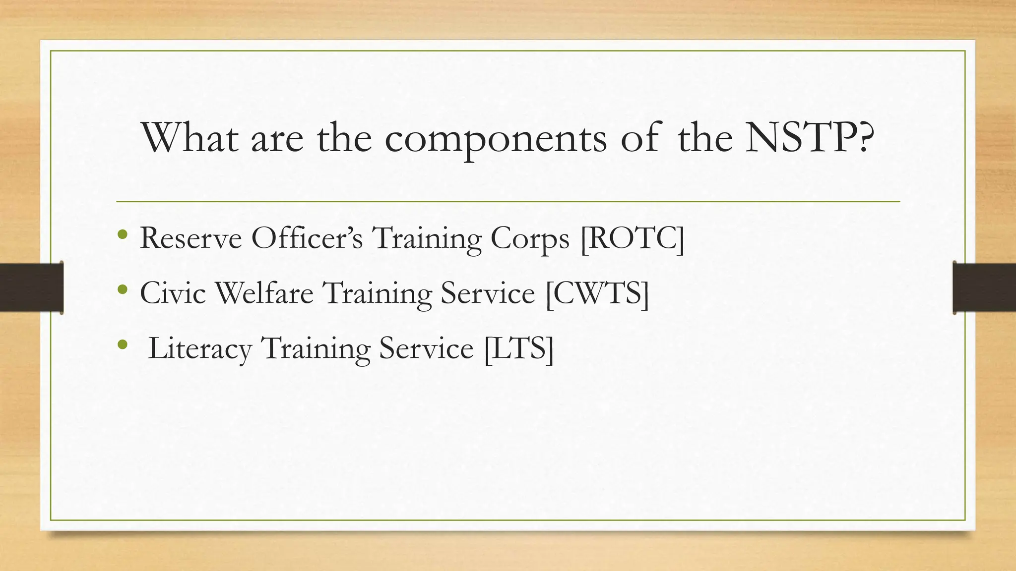 National Service Training Program- NSTP. | PPTX