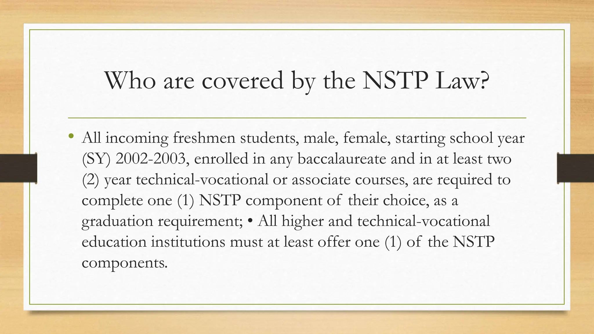 National Service Training Program- NSTP. | PPTX