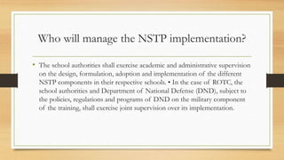 National Service Training Program- NSTP. | PPTX