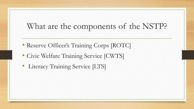 National Service Training Program- NSTP. | PPTX | Education