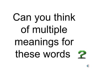 1st Multiple Meanings | PPT