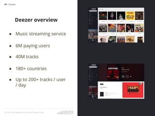 Story of the algorithms behind Deezer Flow | PPT