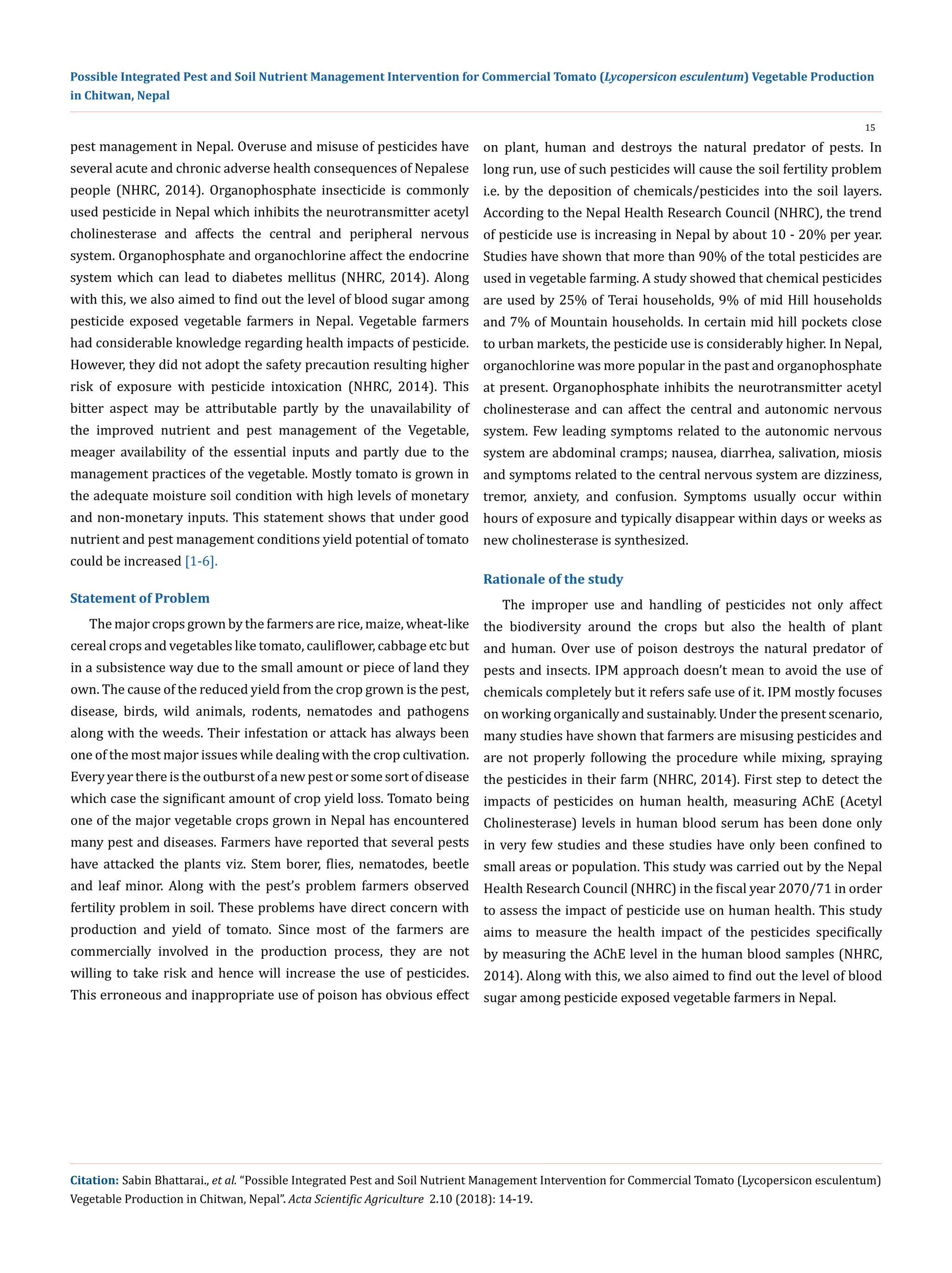 Possible integrated pest and soil nutrient management intervention for ...