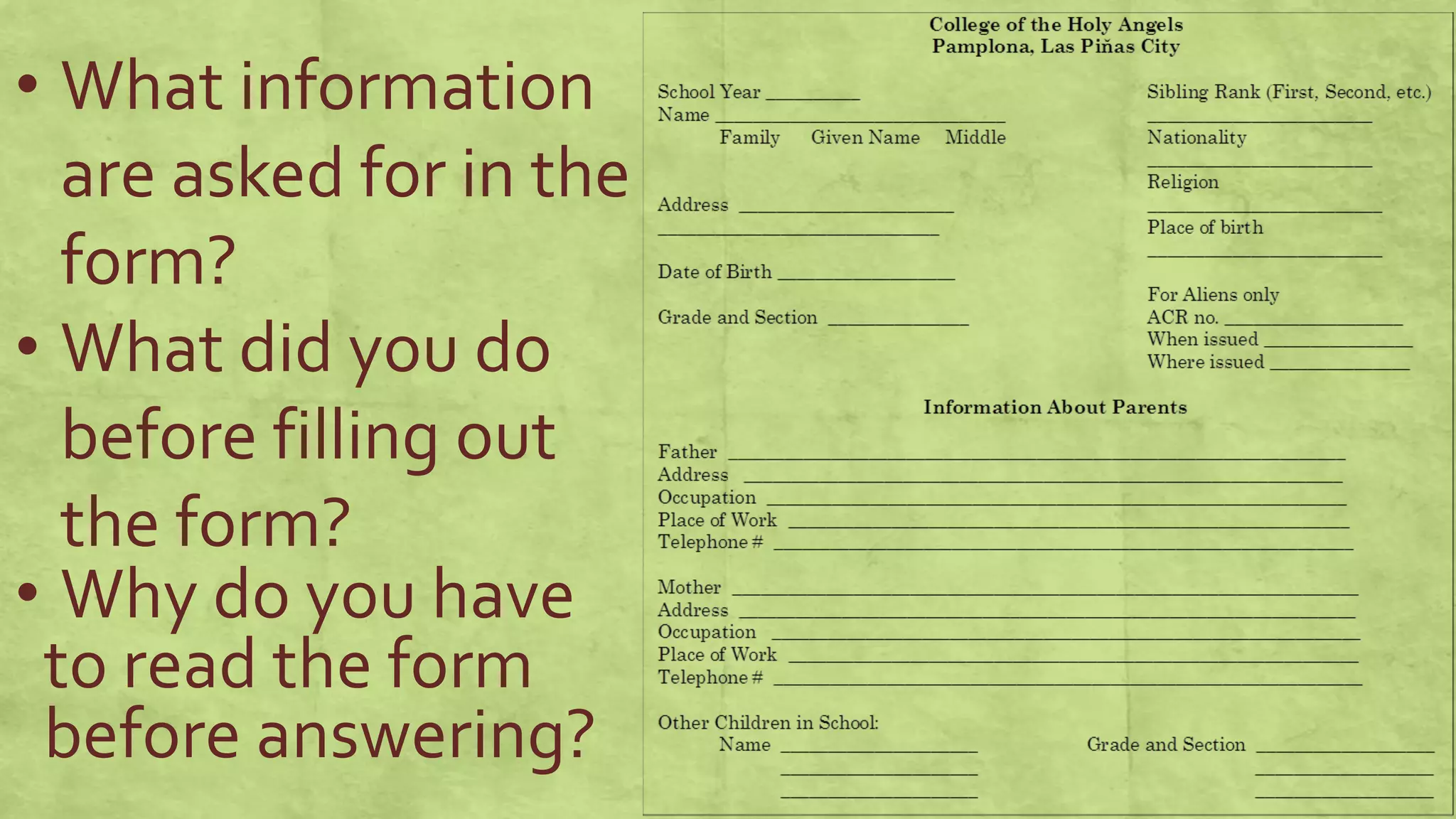 1st qtr 4 fill out form correctly | PPTX