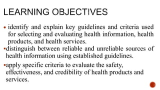 1st Q. L1- Health.pptx Consumer Health -Components of consumer health ...