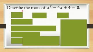 Mathematics 9_Nature of Roots of quadratic Equations | PPT