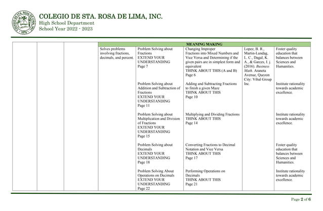 1st_Quarter_Business_Math_Curriculum_Map.pdf | Business | Business and ...