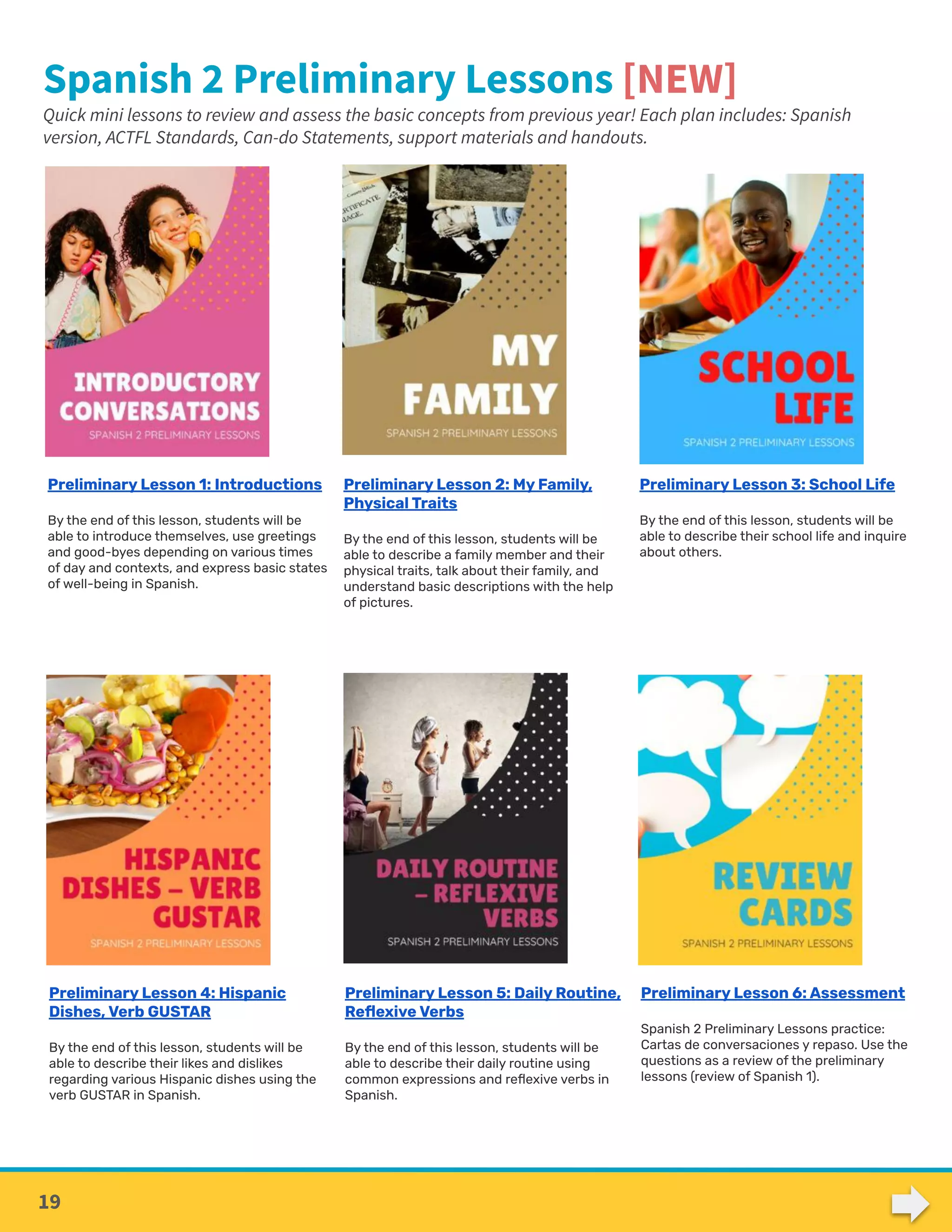 1st Quarter Quarter Spanish Lesson Plans for High School: Class Guide ...