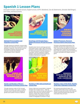 1st Quarter Quarter Spanish Lesson Plans for High School: Class Guide ...