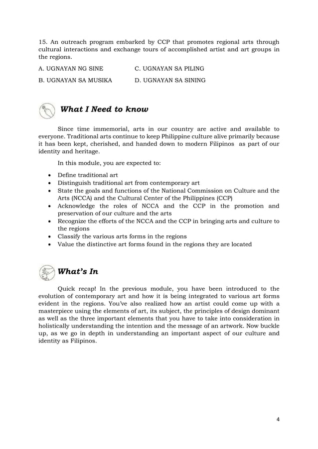 1st Quarter MODULE 2 on CONTEMPORARY PHILIPPINE ARTS from the REGIONS ...