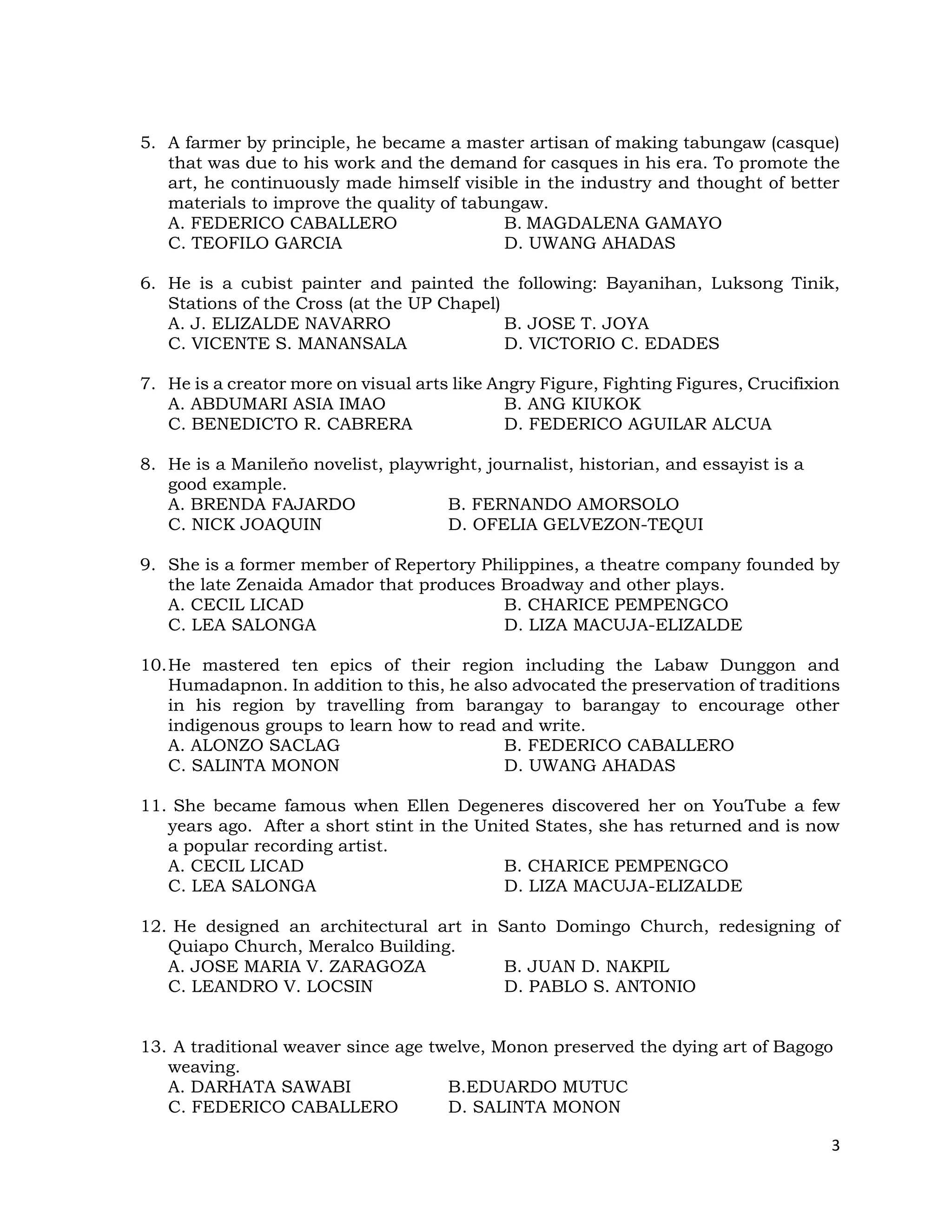 1st Quarter MODULE 3 on CONTEMPORARY PHILIPPINE ARTS from the REGIONS ...