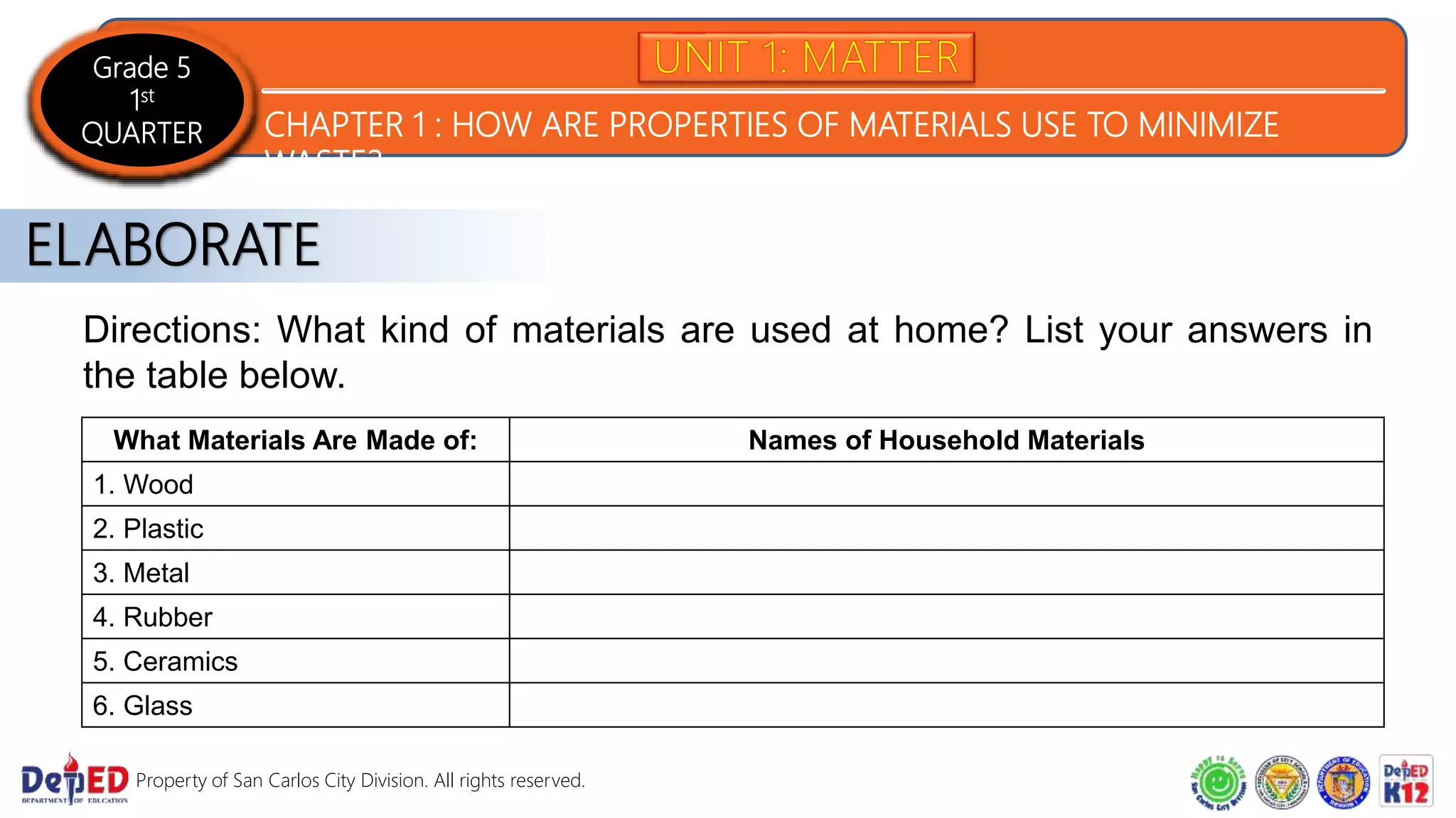 Science 5 Grade 5 1st Quarter Week 1 | PPTX