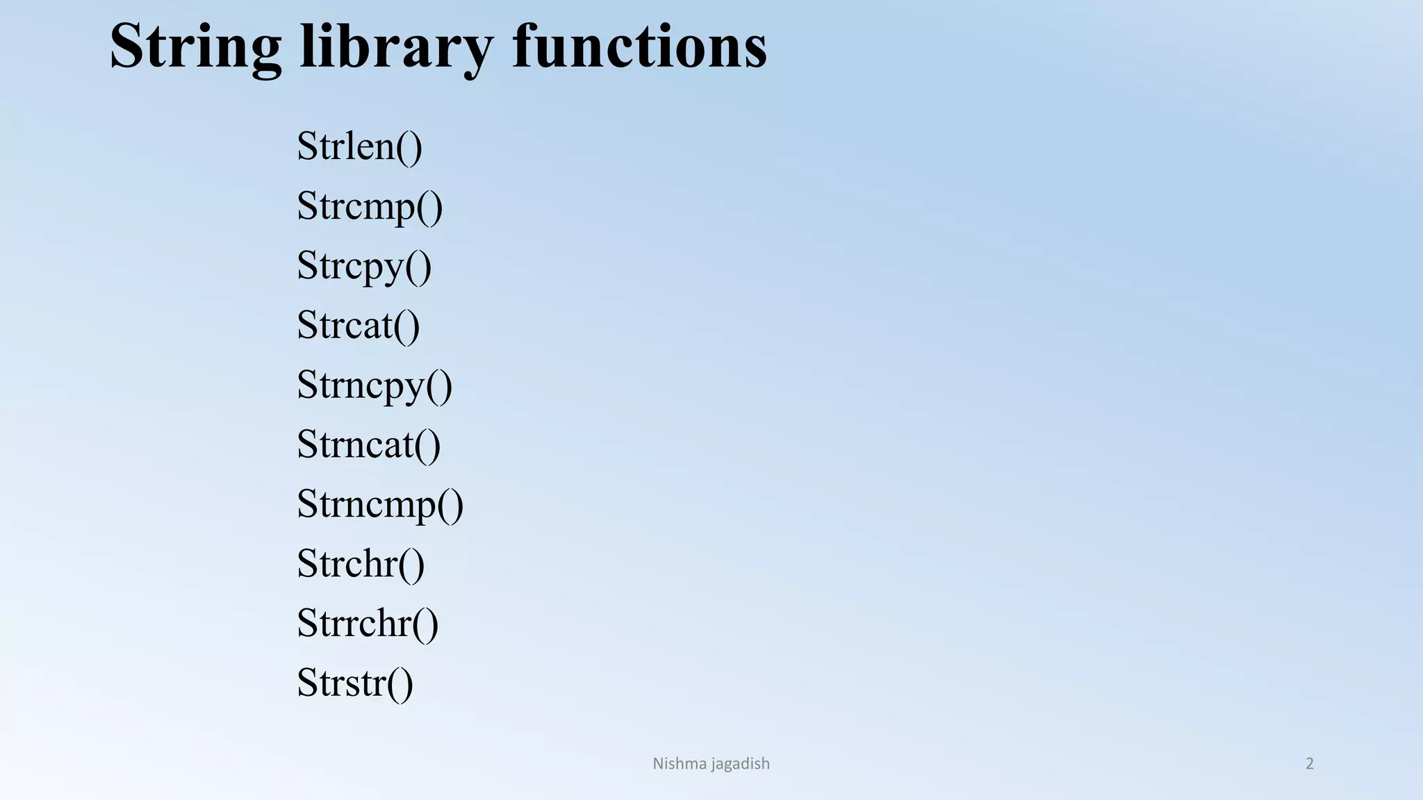 Strings library functions | PPT