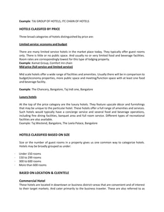 classification of hotel | DOCX