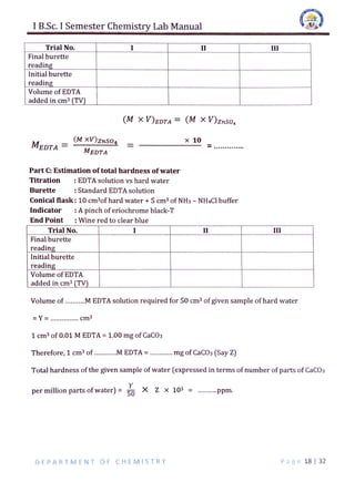 1st semester chemistry lab manual (nep) | PDF