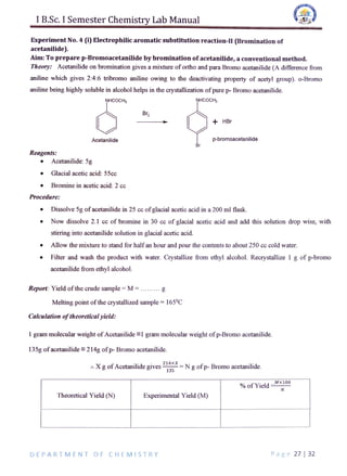 1st semester chemistry lab manual (nep) | PDF