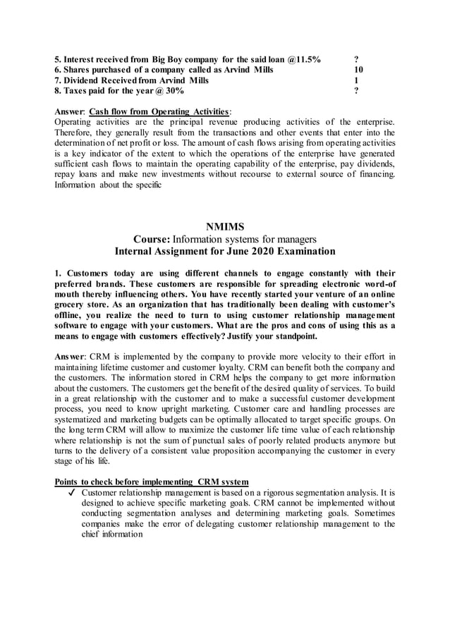 1st sem nmims june 2020 assignments sample | PDF