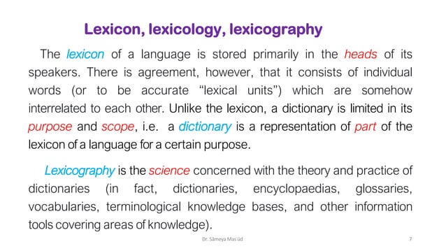 First chapter of lexicography for university students | PPT