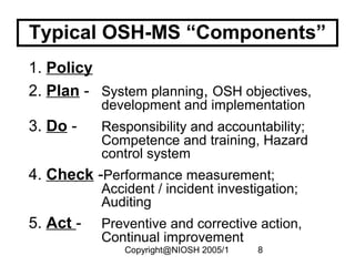 Occupational safety and health (OSH) in the Organisation | PPT
