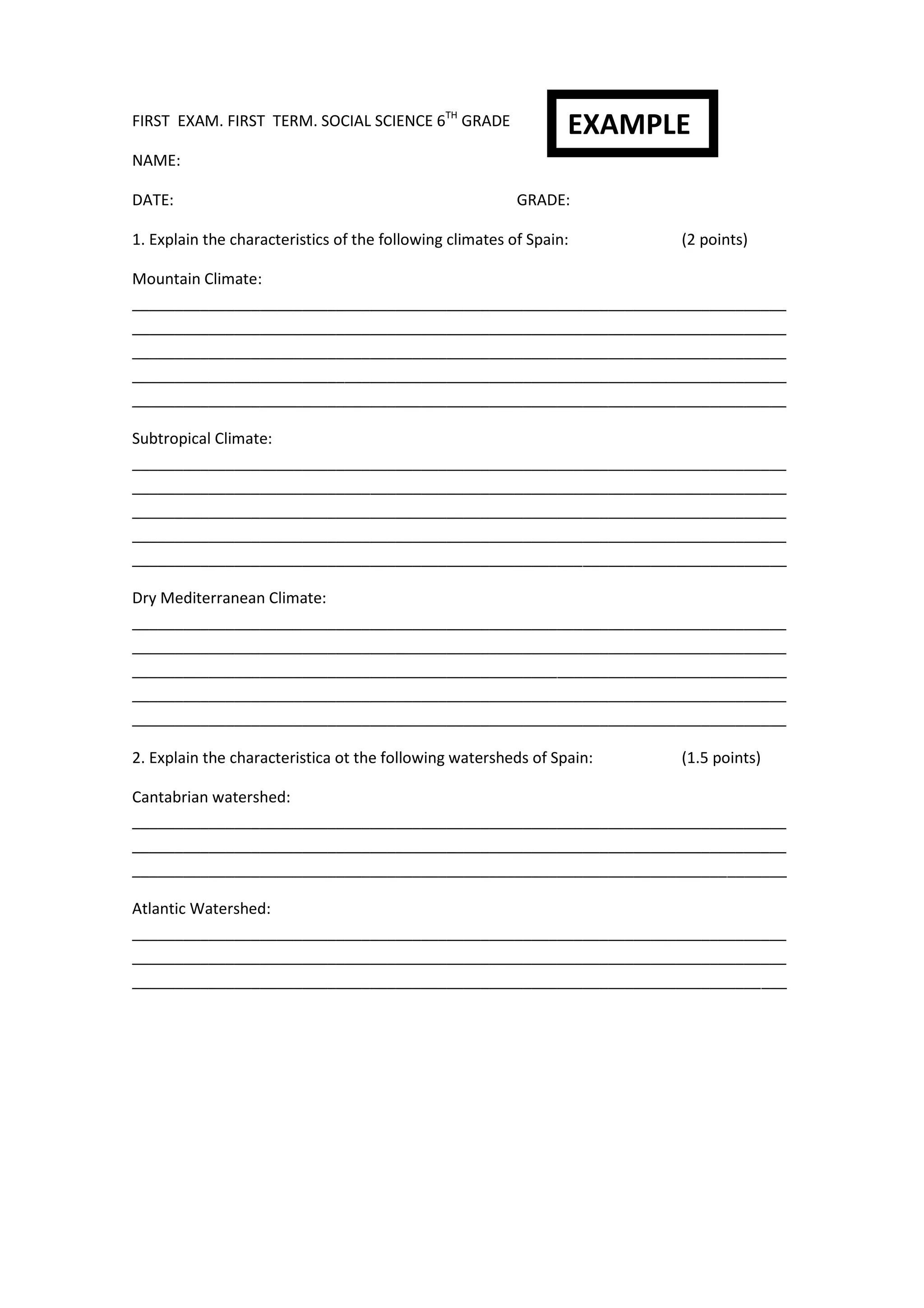 1 st Social exam example | PDF