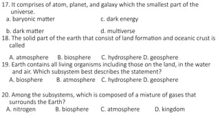 1st Summative Test Earth and Life.pptx. Rock | PPTX | Geography | Science