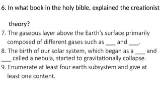 1st Summative Test Earth and Life.pptx. Rock | PPTX