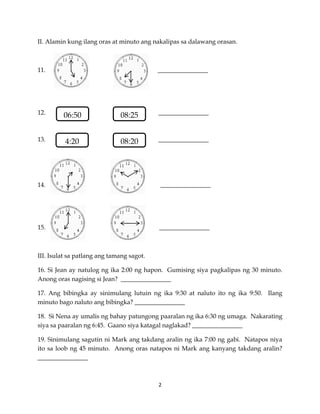 K to 12 Mathematics Grade 2 (4th Quarter 1st Summative Test) | PDF
