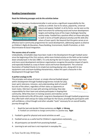 1st term test B1 july 2010 | PDF