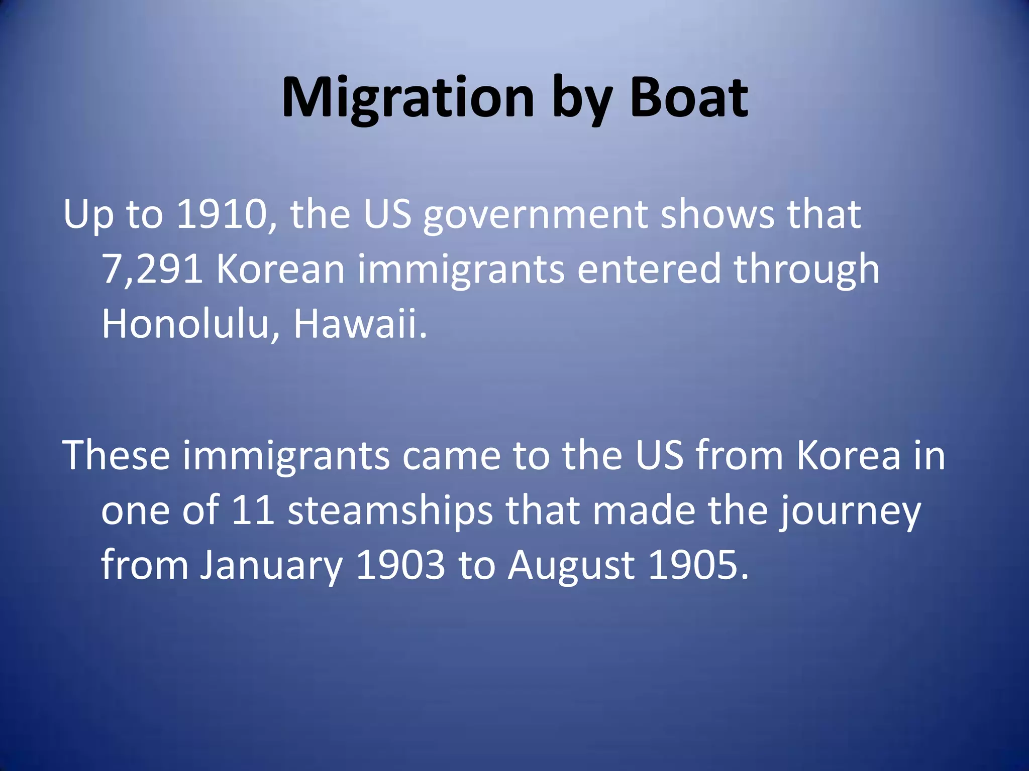 Korean Passengers Arriving in Honolulu, 1903-1905 | PPTX