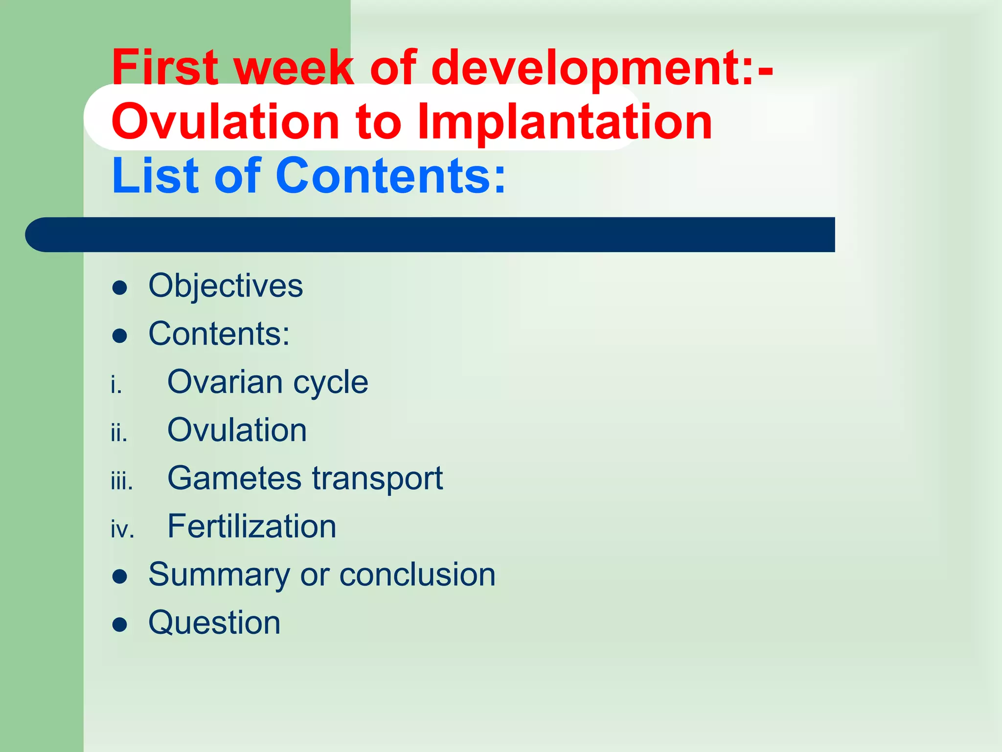 First week of development: Ovulation to Implantation | PPT
