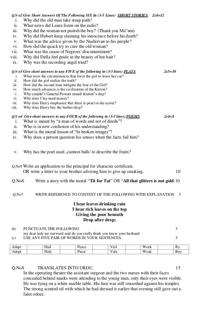 first year english notes | First year english test paper | First year…
