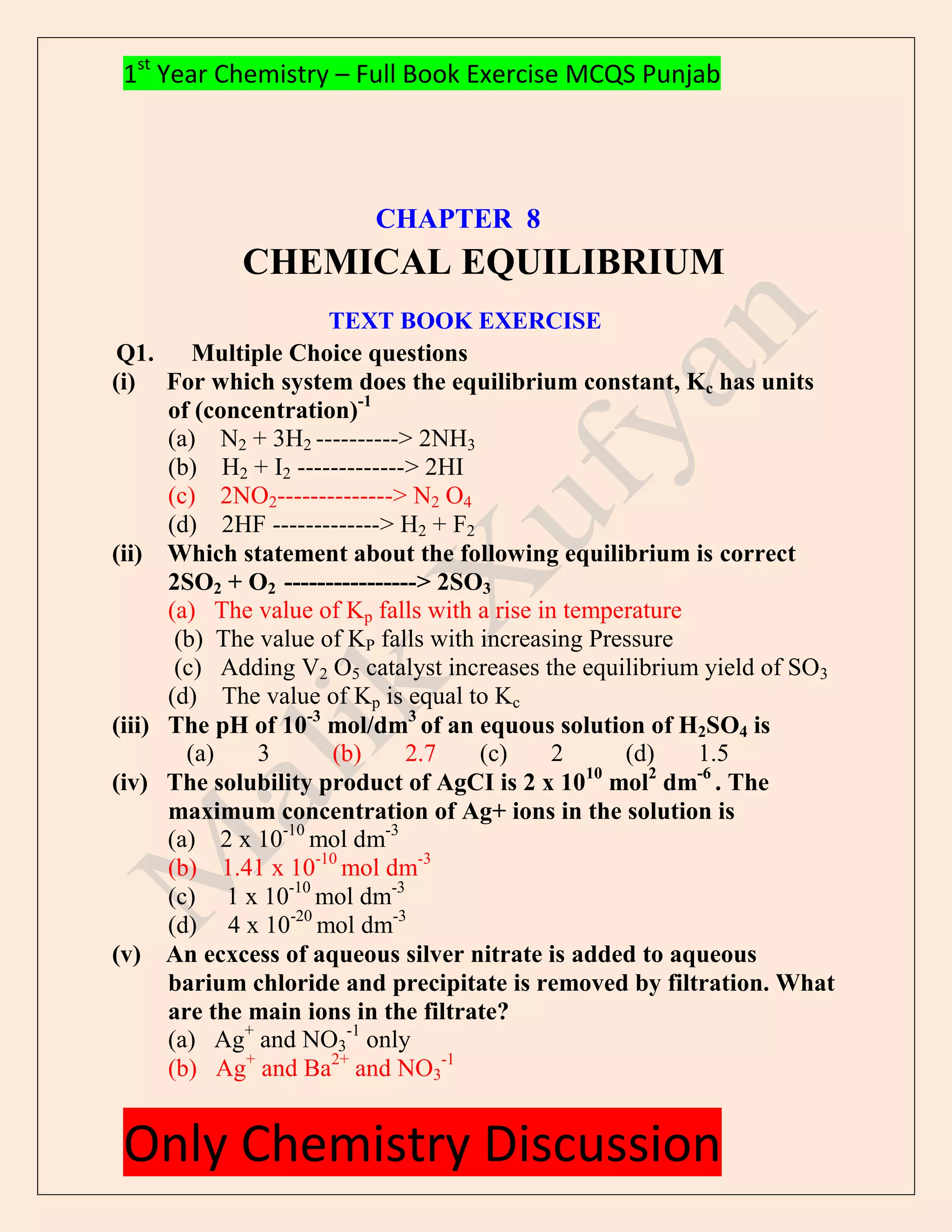 First Year Chemistry_Full Book Exercise Mcqs Solved | PDF