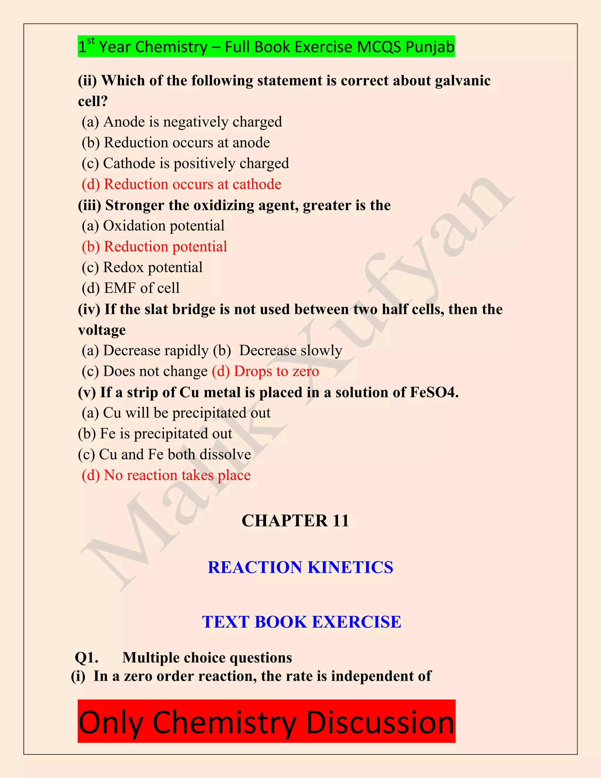 First Year Chemistry_Full Book Exercise Mcqs Solved | PDF